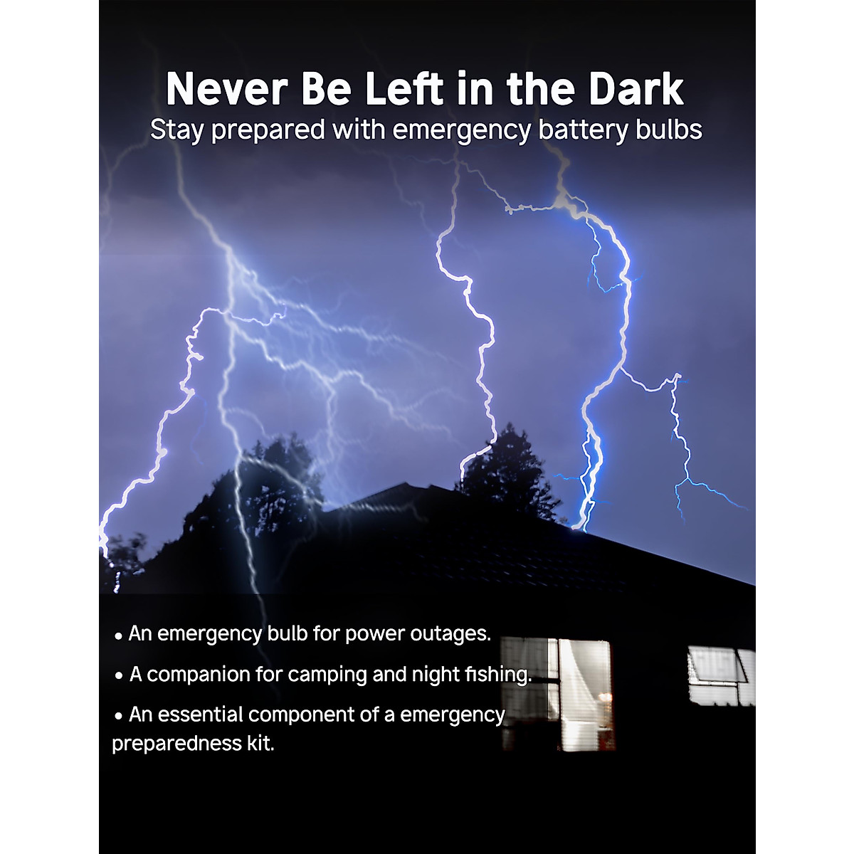 Prosperbiz Battery Operated Light Bulb, Emergency Rechargeable Flashlight Bulb for Power Outages, A21 9W E26 Standard Bulbs, 3000K Soft White, 2 Pack