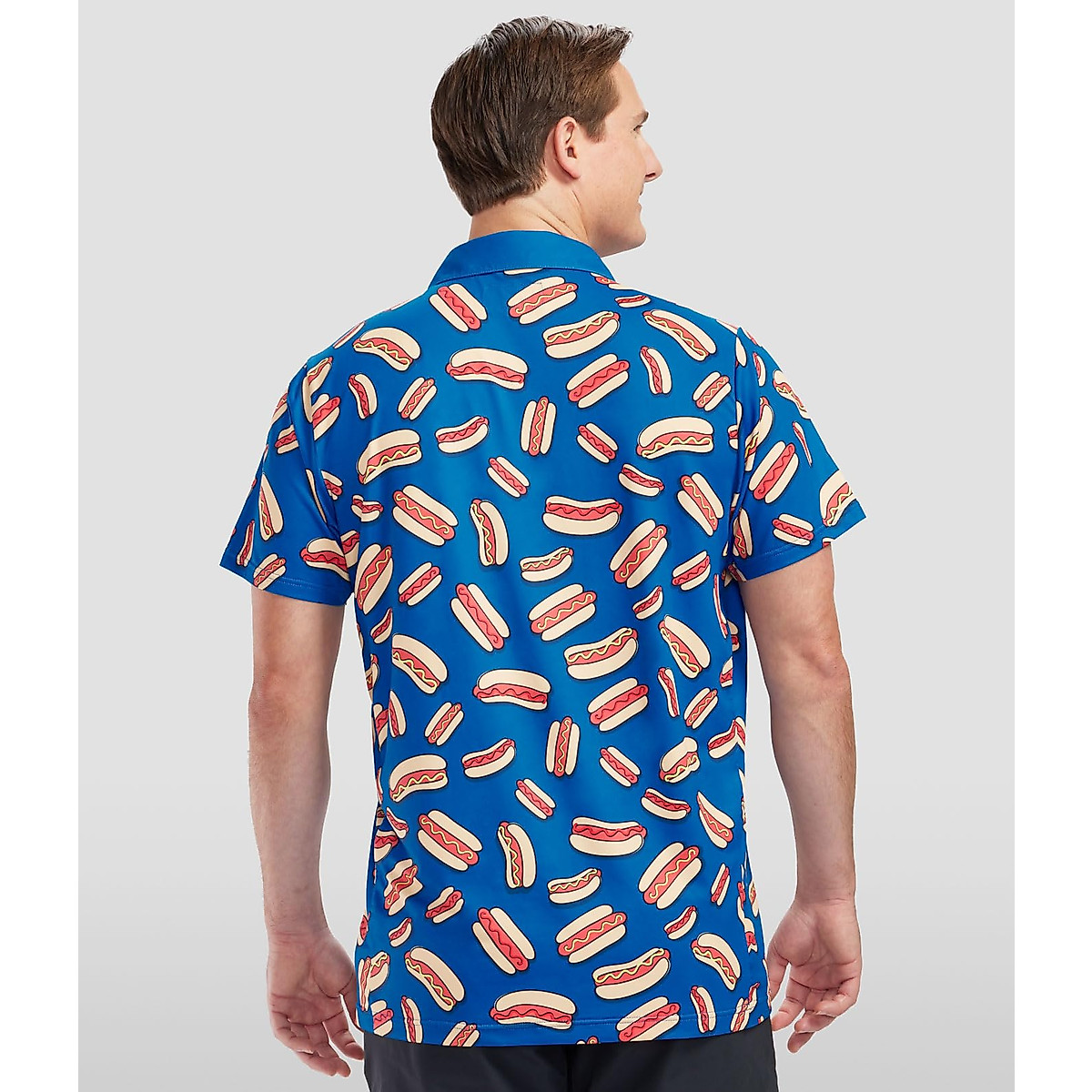 Tipsy Elves Navy Hot Dog Golf Polo for Men Size Large