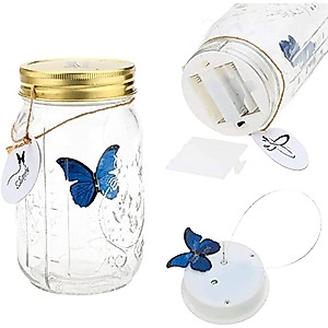 Butterfly Collection Jar, Butterfly in a Jar That Moves, Butterfly Collection Mason Jar, Animated Butterfly in a Jar (Yellow)