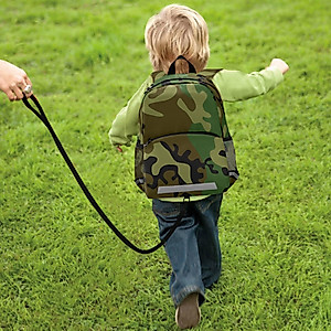 ZZKKO Green Camouflage Kids Backpack with Safety Leash Anti-lost Children Toddler Backpack Preschool Bag Army Camo
