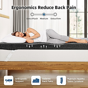 DWVO 4 Inch Memory Foam Mattress Topper Queen- Cooling Gel Memory Foam with Removable & Washable Cover - Mattress Pads for Pressure Relief Back Pain/Sofa/RV/Camper-CertiPur Certified