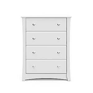 Storkcraft Crescent 4 Drawer Chest (White) – GREENGUARD Gold Certified, Dresser For Nursery, 4 Drawer Dresser, Kids Dresser, Nursery Dresser Drawer Organizer, Chest of Drawers