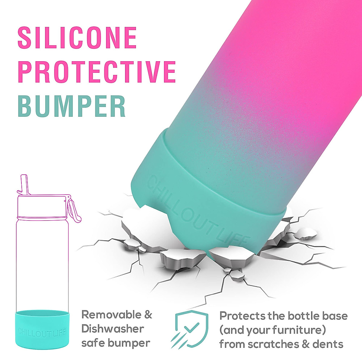 CHILLOUT LIFE 17 oz Insulated Water Bottle with Straw Lid for Kids and Adult + 20 Funny Waterproof Stickers - Perfect for Personalizing Your Kids Metal Water Bottle