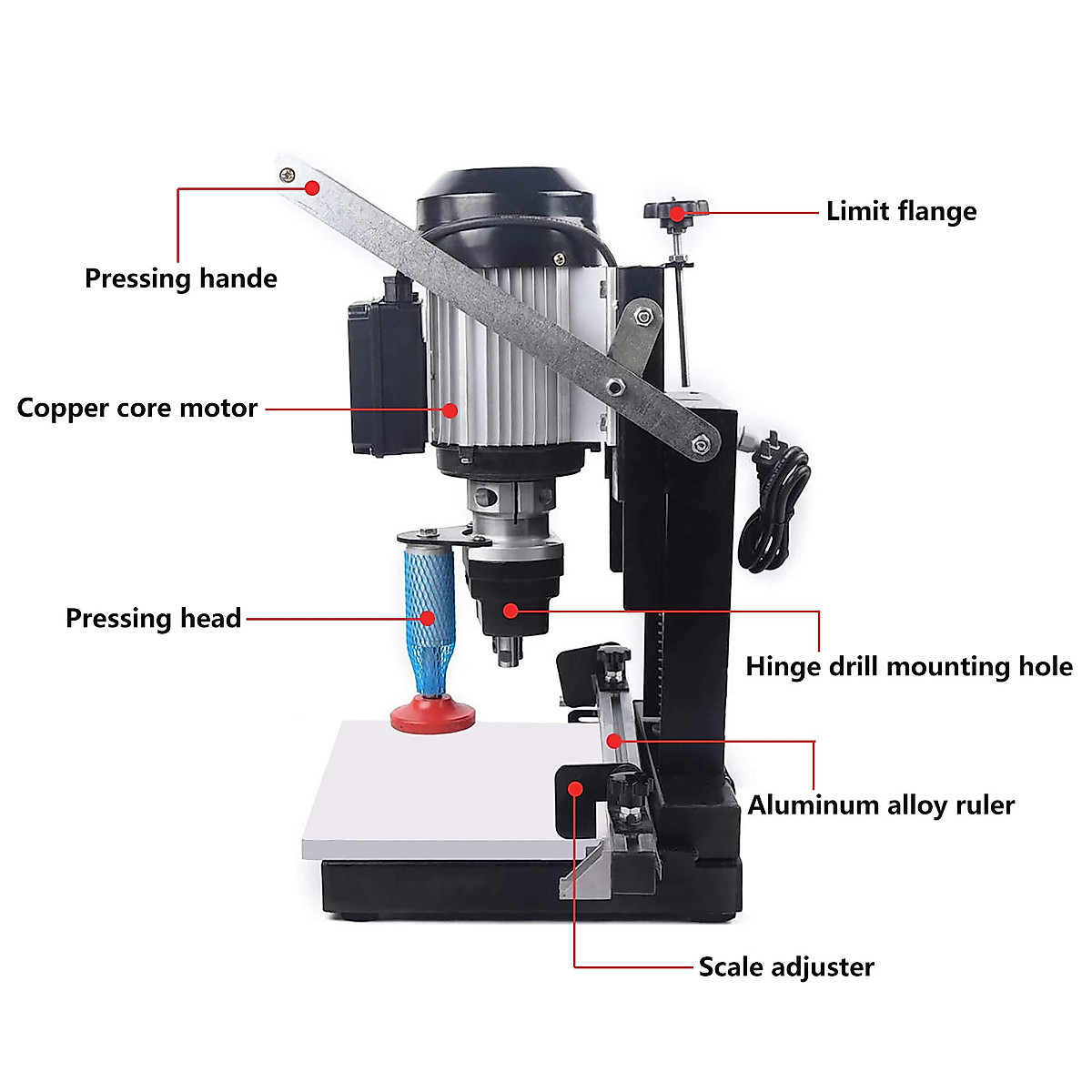 Hinge Drilling Machine, Portable Hand-Held Hinge Drilling Machine, Interior Decoration Cupboard Wardrobe Home Improvement Punching Machine, Woodworking Hinge Drill,2880 RMP/min,Depth 0-40mm,1100W