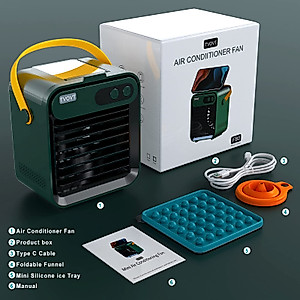 TVOVT Multifunction Portable Air Conditioner: 3-IN-1 Desige USB Powered Desktop Cooler Fan with 2 Spray Modes and 3 Wind Speeds for Home and Office, with Silicone-ice-Tray and Foldable-Funnel