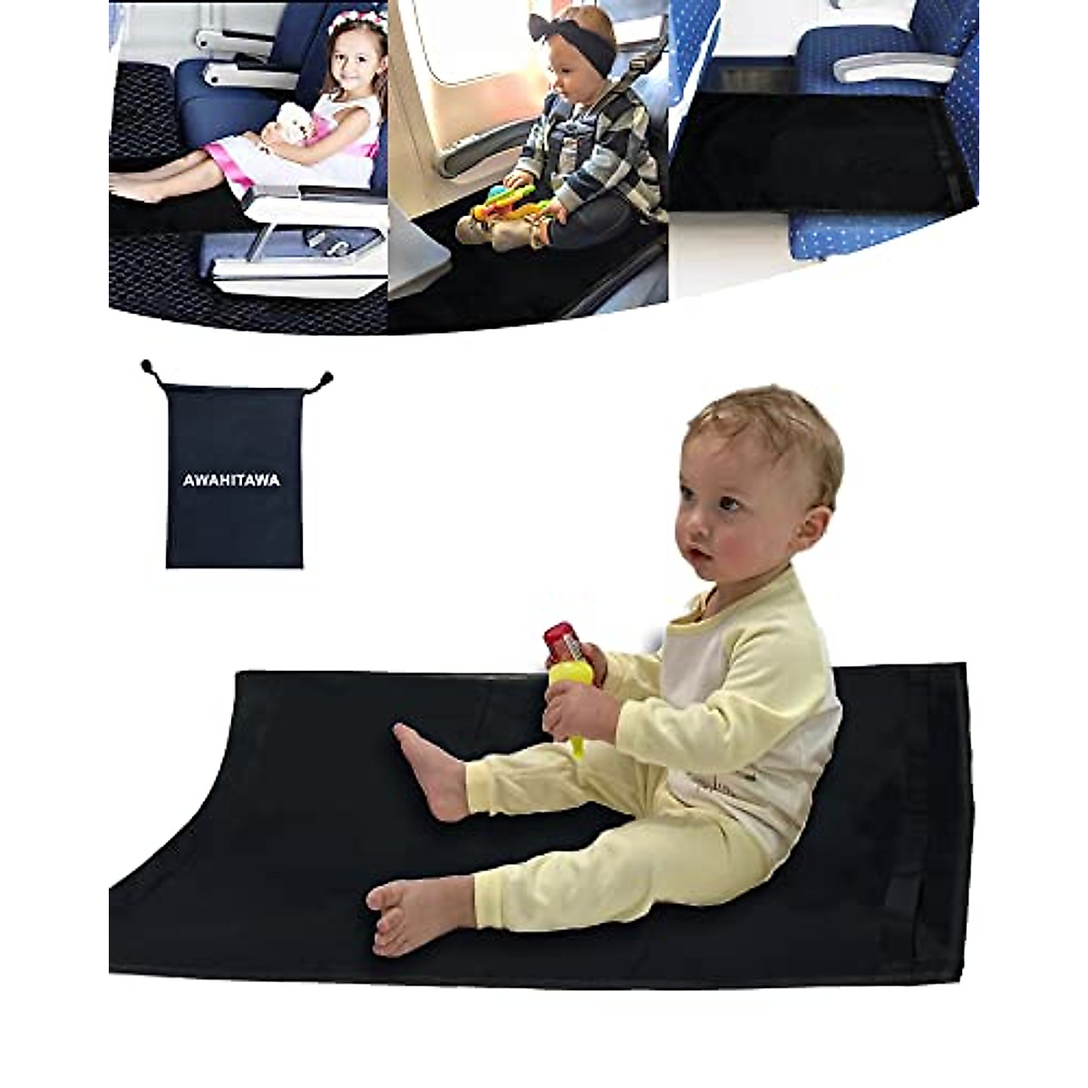 AWAHITAWA Travel Bed, Airplane Essentials Kids, Portable Toddler Bed, Baby Travel Cot Accessories, Airplane Must Haves for Toddlers