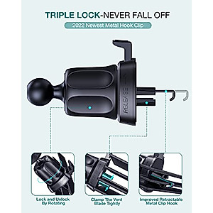 Diaclara Car Phone Holder Mount, [Military Sturdy, Firmly Grip & Never Slip] Universal Car Phone Mount, Metal Hook Clip Car Vent Phone Mount Compatible with All iPhone Samsung Android Smartphone