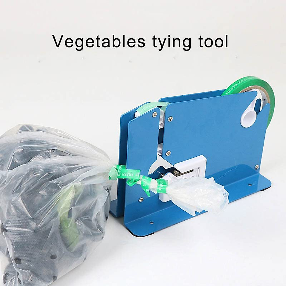 Stainless Steel Tape Bag Sealer with Trimmer, Supermarket Bag Sealing Machine, Plastic Bag Tape Tying Tool, Tape Tying Sealer for Fruit, Cookie, Bread, and Ground Meat Packaging