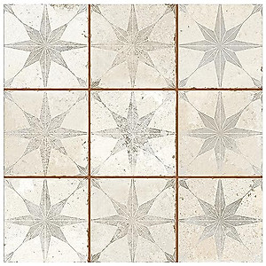 SomerTile FPEHMSW Harmonia Kings Star White 13" x 13" Ceramic Floor and Wall Tile