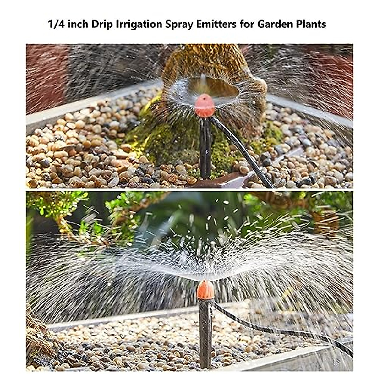 1/4" Drip Irrigation Emitters, Yulaiyoen 1/4-inch Spray Emitters 30 Pack, Automatic Drip Irrigation Parts Accessories, 360 Degree Drip Irrigation Sprinkler Heads Sprayer for Irrigation System