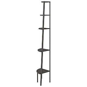 vidaXL 5-Tier Corner Storage Shelf - Black Steel Frame Bookcase for Living Room, Bedroom, Office - 17.9"x12.4"x70.9" Size