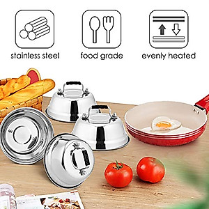 6.5In Cheese Melting Dome, HaSteeL Stainless Steel Small Round Basting Steaming Cover, Heavy Duty Griddle Grill Accessories for Kitchen Cooking Flat Top BBQ Indoor & Outdoor, Dishwasher Safe - 4 Packs