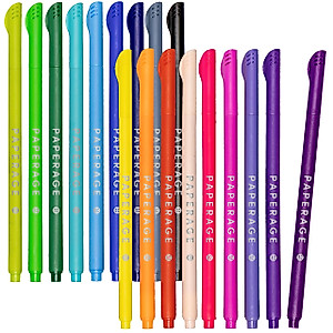 PAPERAGE Felt Tip Fine Line Marker Pens (0.4 mm Metal Pen Nib), 18 Pack Pen Set for Bullet Style Journals, Notebooks, Planners, Calendars, Notes & Coloring - Use at Home, Office, School