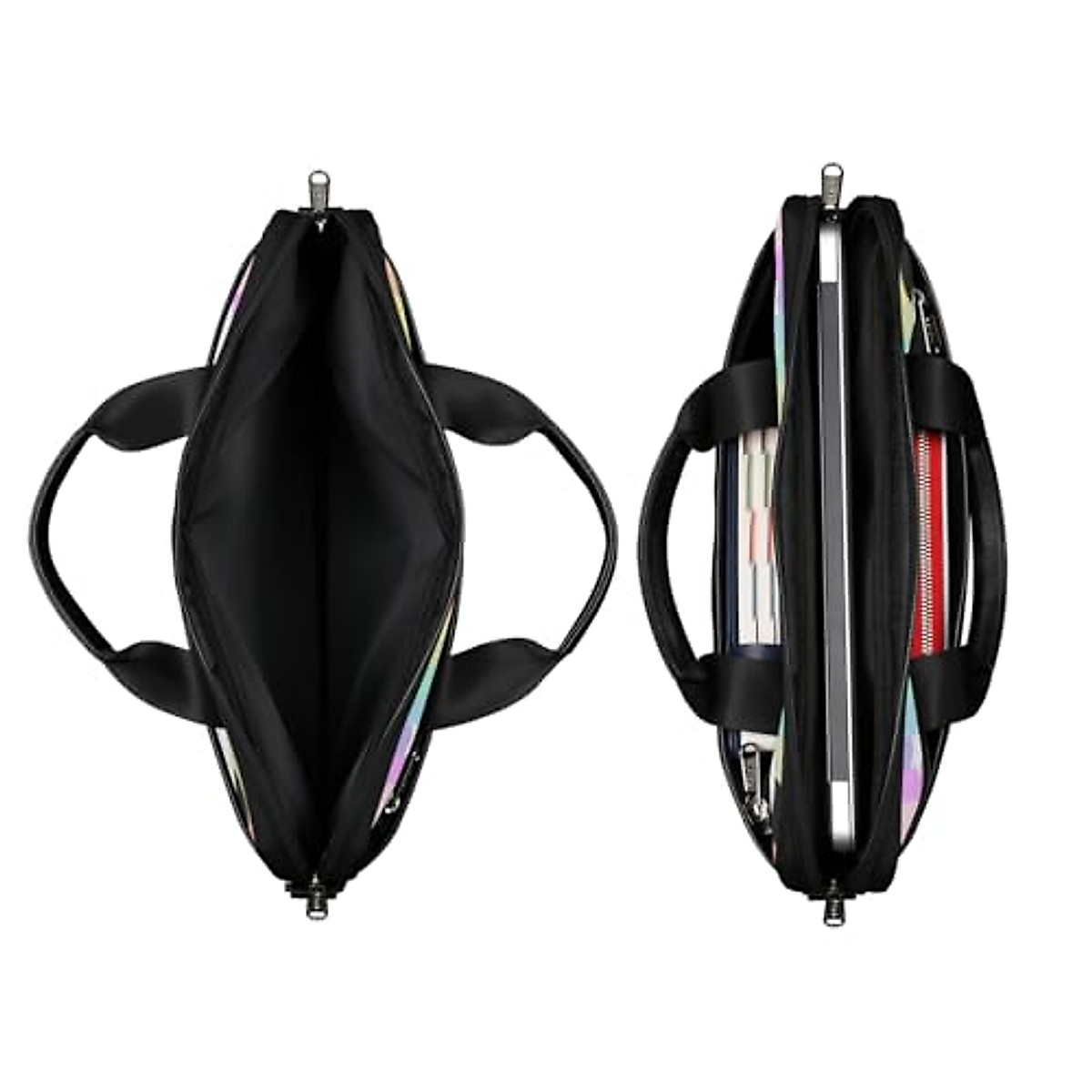 Cute Panda Rainbow Laptop Computer Bag Waterproof Shoulder Messenger Bag 13-15 inch Durable Laptop Tote Bag with Shoulder Strap Handle Lightweight Crossbody Briefcase