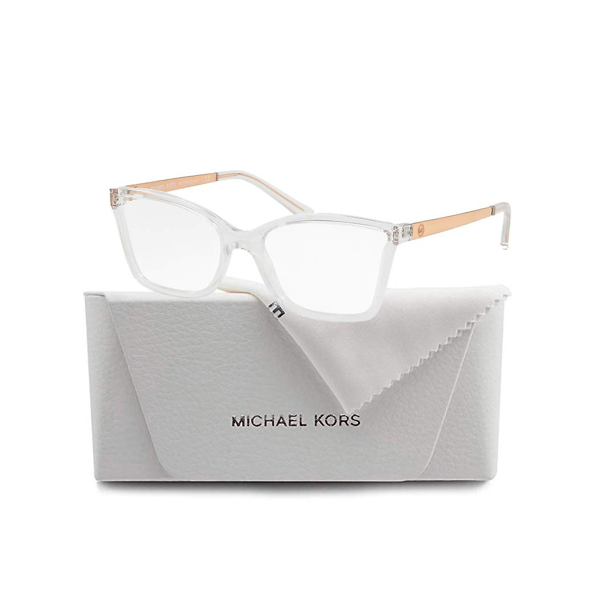 Michael Kors MK4058 CARACAS 3050 54M Crystal Clear Injected Rectangular Eyeglasses For Women+ BUNDLE With Designer iWear Eyewear Kit