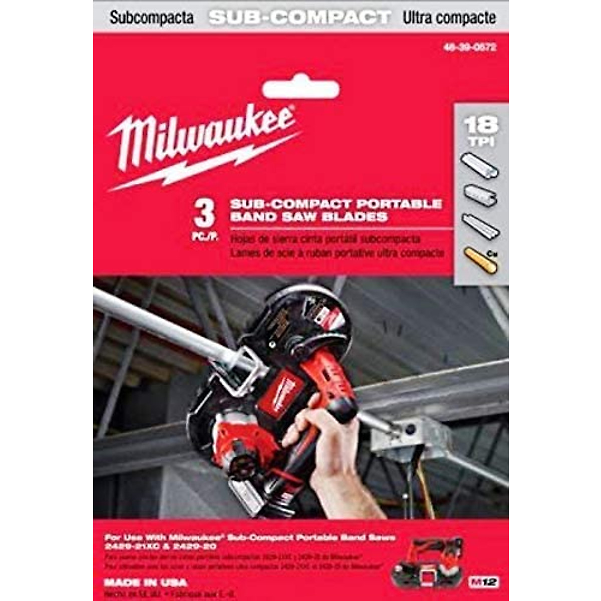 Milwaukee 48-39-0572 Sub-Compact Portable Band Saw Blades, 27-Inch 18TPI, 3 Blades per Pack, 3 Pack (9 Blades Total)