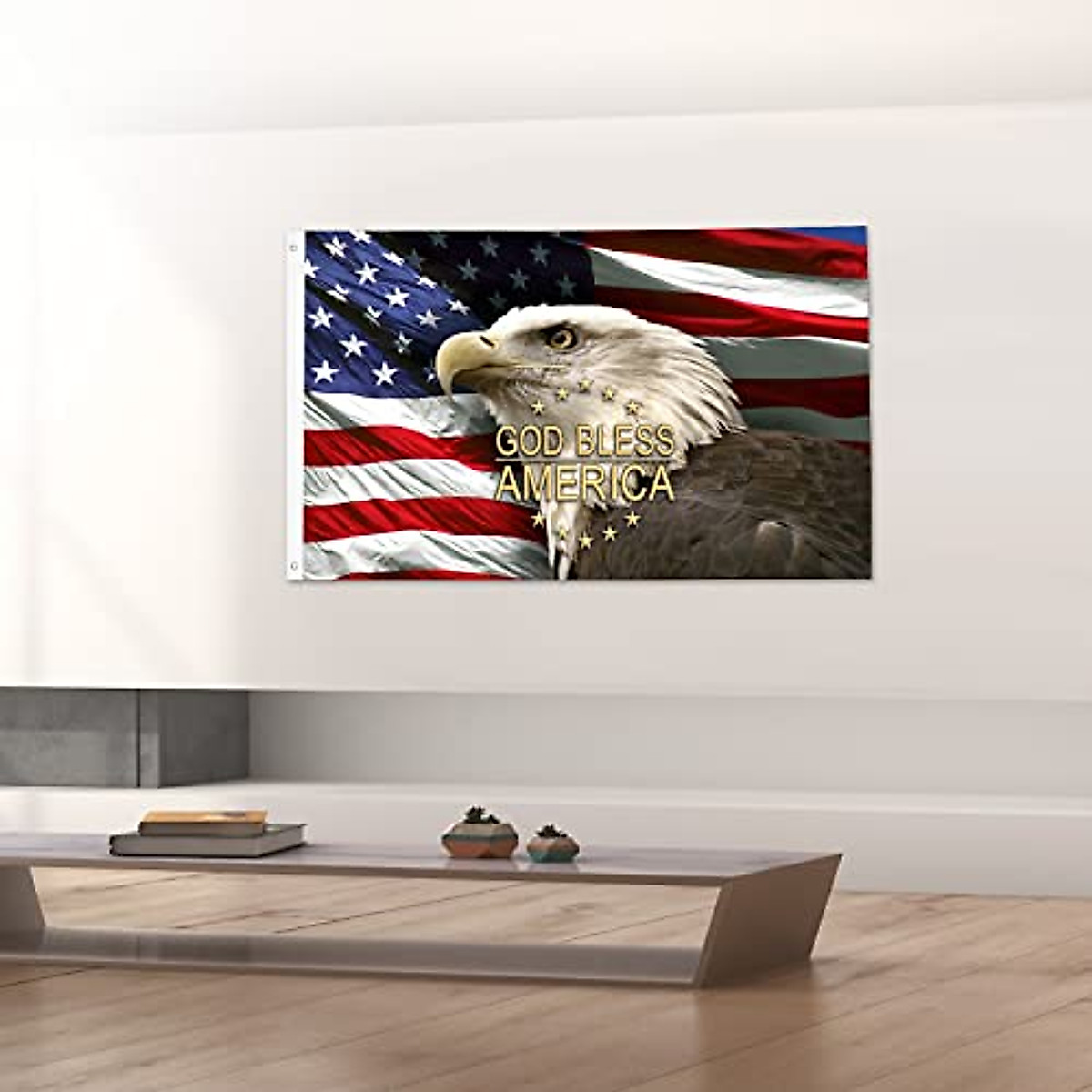 God Bless America Outdoor Flags, American Bald Eagle 3X5 Foot Flag,Patriotic 4th of July Independence Day Garden Decorations,Fade Resistant Yard Flag for Patio,Lawn