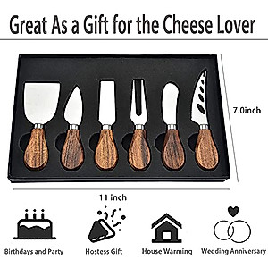 Cheese Knives with Cheese Slicer Cheese Cutter Cheese Fork,Cheese Spreading Knife for Charcuterie Boards and Cutlery Gift Set,6 Pieces Cheese Knife Set with Bamboo Wood Handle Steel Stainless