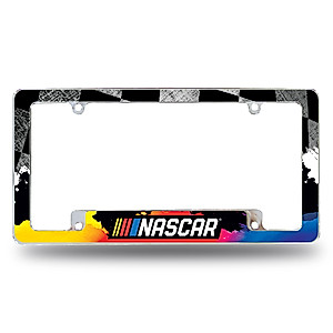 Rico Industries NASCAR Logo All Over Chrome Frame 12' x 6' Chrome All Over Automotive License Plate Frame for Car/Truck/SUV