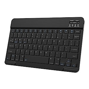 Ultra-Slim Small Bluetooth Keyboard, Portable Rechargeable External Cordless Wireless Keyboard for Android Tablet Cell Phone Samsung Smartphone iPad Mini Air Pro iPhone Windows Surface (Black)