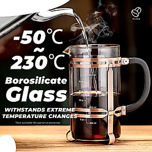 French Press Coffee Tea Maker（34oz）,304 Stainless Steel Coffee Press with 4 Filters Screen-100% No Residue -German Heat-Resistant Borosilicate Glass- BPA FREE -Dishwasherable，Copper