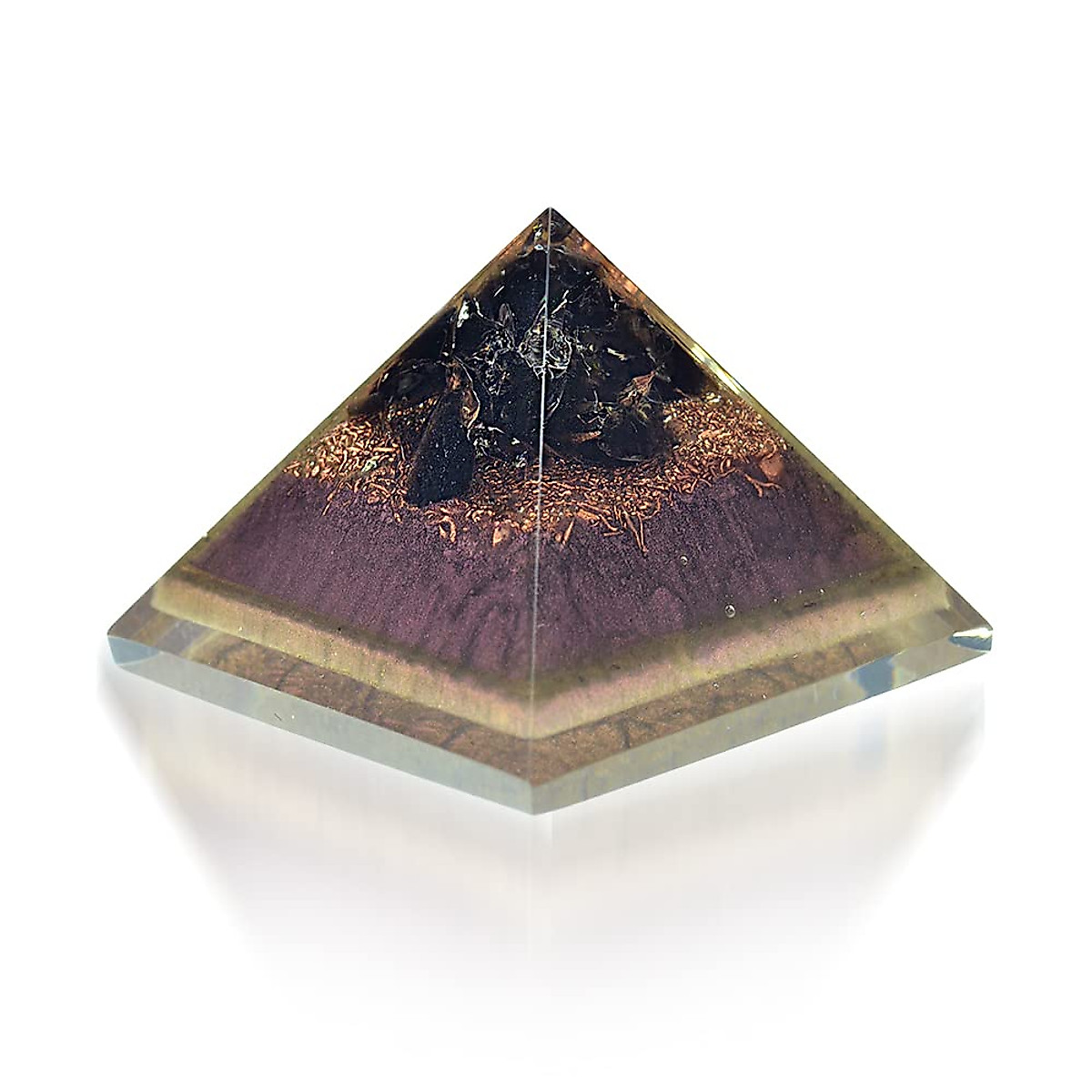 Healing & Cleansing Set - Portable Orgonite Crystal Mini Pyramids of Crystal quartz, Black Obsidian, Chrysoprase, Orange Calcite to feel energized, balanced, grounded, calm and centered