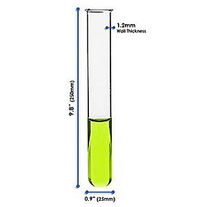 EISCO 24PK Test Tubes, 85ml - Borosilicate 3.3 Glass - 1.2mm Thick Walls, Beaded Rim - Superior Heat & Chemical Durability - 9.8" Tall, 1" Diameter