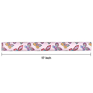 WRAPAHOLIC Reversible Wrapping Paper - Mini Roll - 17 Inch X 33 Feet - Butterfly Design, Perfect for Birthday, Party, Holiday, Wedding, Baby Shower