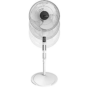 Lasko S16614 Oscillating 16″ Adjustable Pedestal Stand Fan with Timer, Thermostat and Remote for Indoor, Bedroom, Living Room, Home Office & College Dorm Use, 16 Inch, White