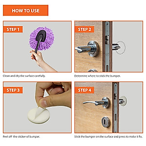 Premium Quality 12 Pcs Door Bumper Self Adhesive Sticker Strong Stickiness Wall Protector Guard Door Knob Stopper 1.6 Inches Rubber Round White Silicone Door Handle Bumper Set