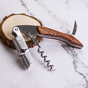 Personalized Custom Engraved Waiters Corkscrew - 3 in 1 Wine Opener with Rosewood Pull Tap Handle Bottle Opener and Serrated Foil Cutter(No Holster)