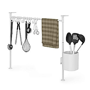 Umbra Anywhere Tension Rod Multi Kitchen Organizer, Caddy, White