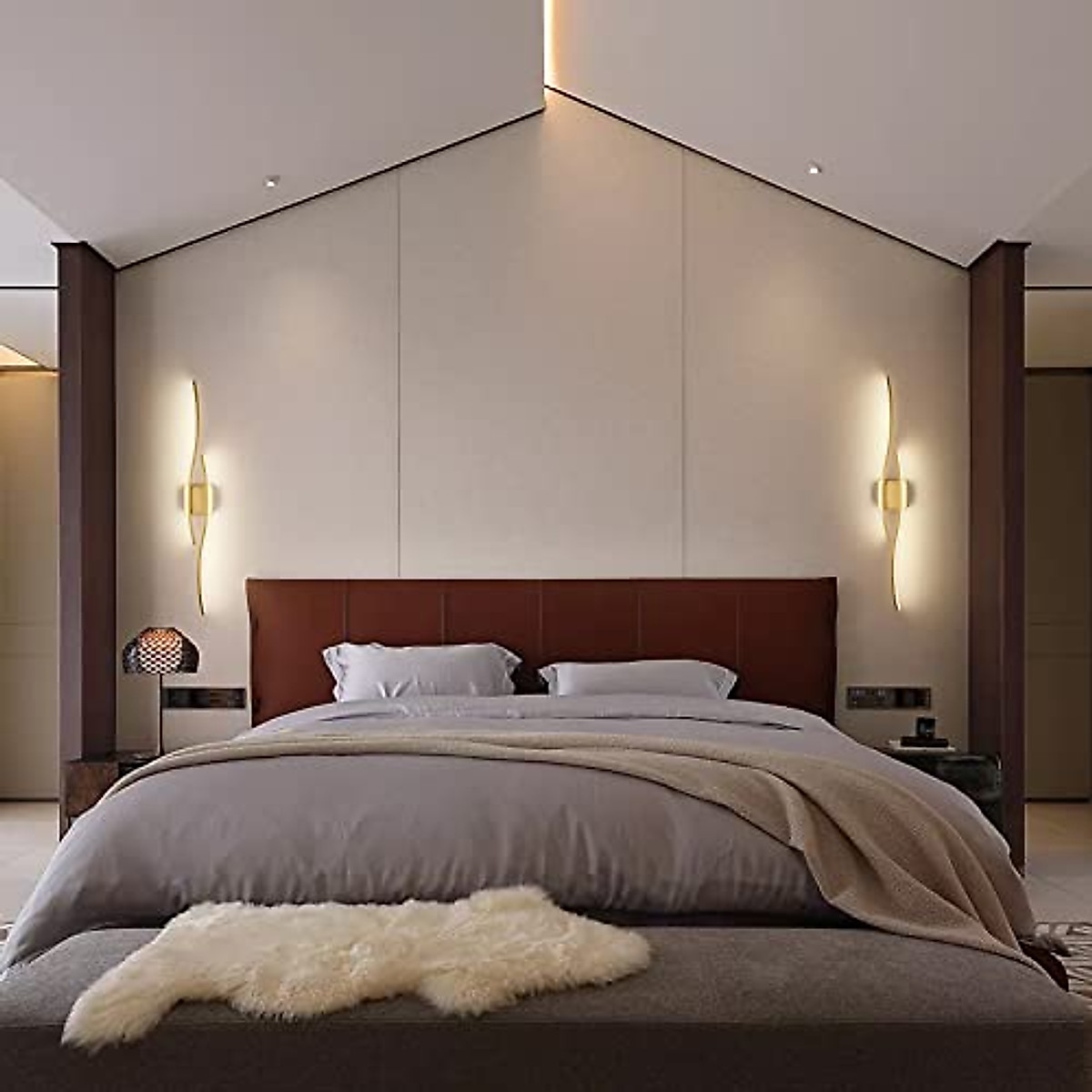 Fang Yan Mei LED Wall Light,Modern Gold Wall Sconce 32inch 4000K Natural Light Vanity Lights Over Mirror for Bedroom,Living Room,Hallway