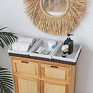 YRJJ Paper Rope Woven Storage Baskets, Delicate Storage Box for Shelves/Bathroom/Kitchen/Living Room/Office Desk/Bedroom. (Cube-Brown)