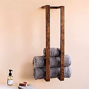 28'' Blanket Wall Rack, Solid Acacia Wood, Handmade Blanket Holder for Room Wall Mounted, Floating Blanket Storage & Display, Wall Decor for Home and Bedroom Organizer