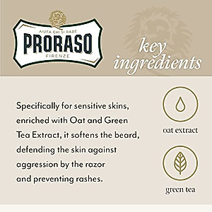 Proraso Pre-Shave Conditioning Cream for Men, Sensitive Skin Formula with Oatmeal and Green Tea, 3.6 Ounce (Pack of 1)