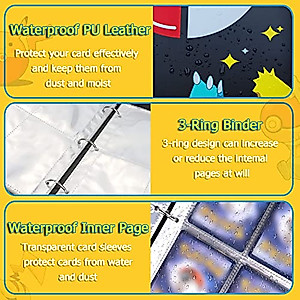 Balmado Trading Card Binder Card Holder - Binders for Cards Fit 900 Cards with 50 Removable Card Sleeves Binder Sheets, Double-sided 9 Pocket Football Card Binder for Standard Size Card Collection