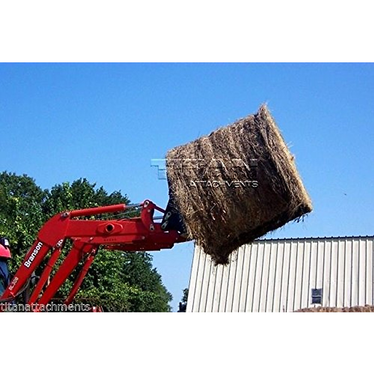 Titan Attachments Skid Steer Hay Frame Attachment, 49" Hay Spear and Stabilizer Spears, Rated 3,000 LB, Quick Tach Mounting, Hay Handing Equipment for Bobcat Tractors
