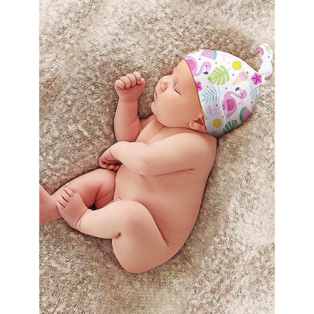 SATINIOR Sublimation Baby Hat White Blank Baby Beanie Knotted Hat Newborn Soft Infant Cap Cute Knot Hats for Baby Boys Girls (6 Pieces)