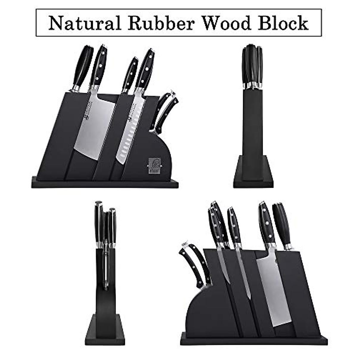 TUO Knife Set - 8 Pcs Kitchen Knife Set with Wooden Block - German HC Stainless Steel Chef Knife Set - Ergonomic Pakkawood Handle - BLACK HAWK SERIES with Gift Box