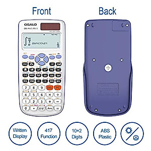OSALO Scientific Calculator 417 Function 2 Line 10+2 Digits Written Display Solar Scientific Calculator (OS 991ES Plus)