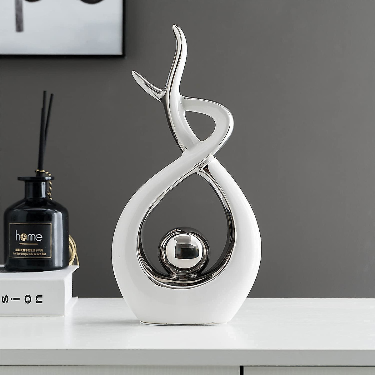 FJS Home Decor Modern Art Ceramic Statue Table House Decorations for Dining Room Living Room Office Centerpiece