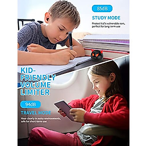 Kids Wireless Headphones, Bluetooth Little Devil Headphones with Charging case, Boys Sports Waterproof Stereo Game Headphones, 36H Play time Light Ears