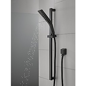Delta Faucet 3-Spray H2Okinetic Slide Bar Hand Held Shower with Hose, Black Handheld Shower Head, Slide Bar Hand Shower, Handheld Shower, Detachable Shower Head, Matte Black 51799-BL
