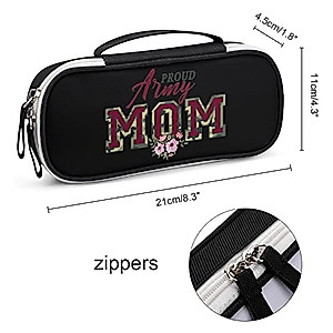 Floral Proud Army Mom Printed Pencil Case Bag Stationery Pouch with Handle Portable Makeup Bag Desk Organizer