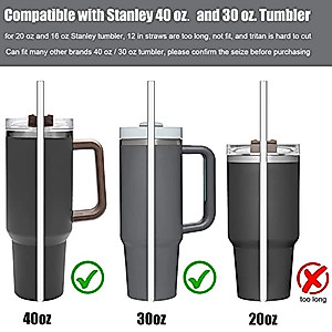 ALINK 8 Pack Replacement Glass Straws for Stanley 40 oz 30 oz Tumbler, 12 in Long Reusable Clear Straws for Stanley Cup Accessories, Half Gallon Bottle, Plus 2 Cleaning Brush