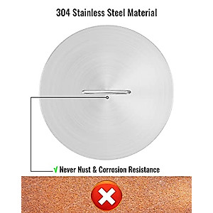 304 Stainless Steel Fire Pit Lid Fit for Solo Stove Bonfire 19.5" Fire Pit, Round Cover with Heat Resistant Handle, Outdoor Fire Pits Wood Burning and Camping Accessories