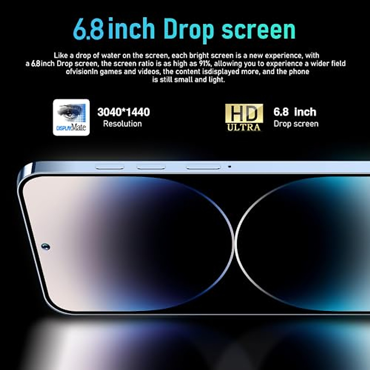 xixaomiro i14Pro Max 5G Cell Phone, Unlocked Android Smartphone, 8GB+512GB, 6.8'' FHD Display Screen, 13MP+48MP Camera, 6000mAh Battery, Dual Sim Card,1TB Expandable Storage (Black)