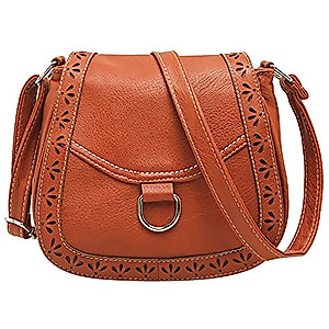 Women's PU Hollow Shoulder Bag Crossbody Bag Front Belt Messenger Bag Red