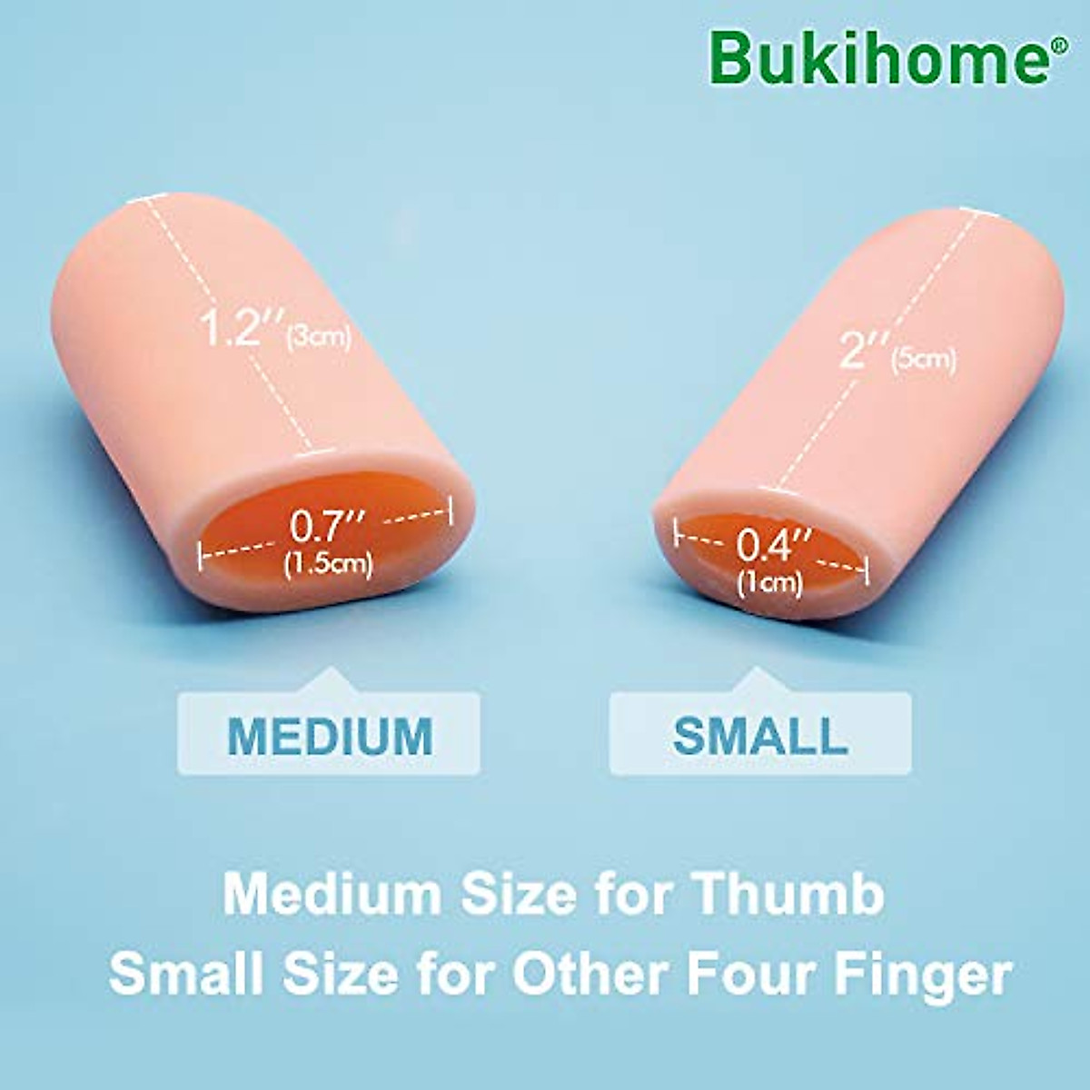 Bukihome 12 PCS Gel Finger Cots, Finger Protectors, Finger Sleeves for Protect Fingertips, Hand Eczema, Finger Cracking and More (Champagne (color))